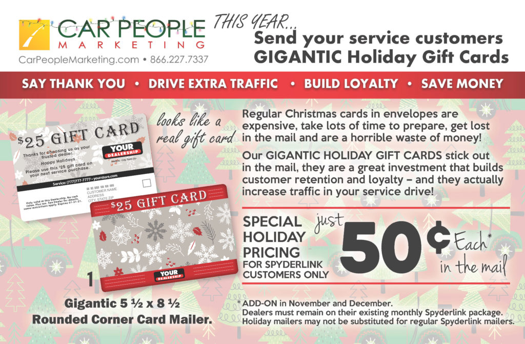 Holiday Gift Card Mailers | Car People Marketing